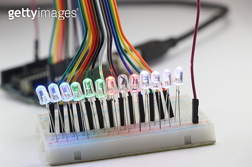 Led Lights Emitting Multiple Colors Connected In A Parallel Circuit On
