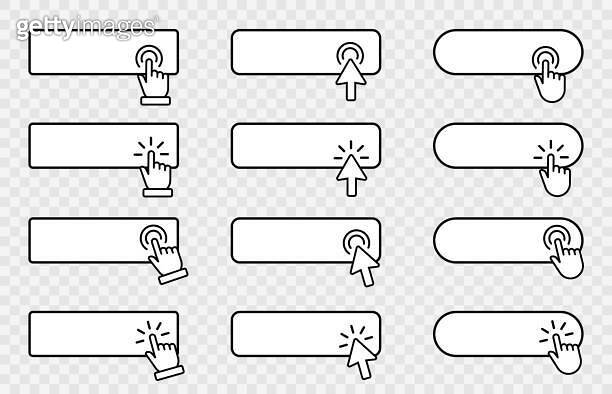Click cursor blank button on transparent background. Clicking banner template. (1313175255) - 게티 ...