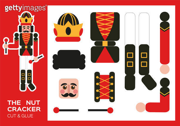 Nutcracker Cut and Glue. Traditional New Year Figurine Nutcracker. DIY ...