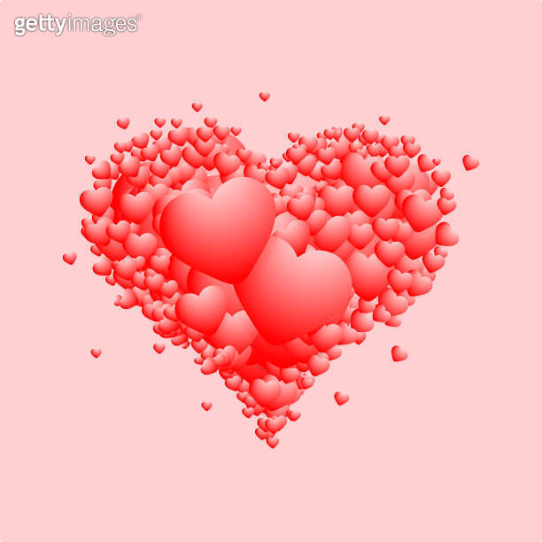 A beautiful figure, the shape of a large heart, consisting of hundreds ...