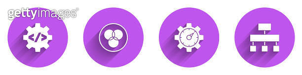 Set Front end development, RGB and CMYK color mixing, Website statistic and Site map icon with ...