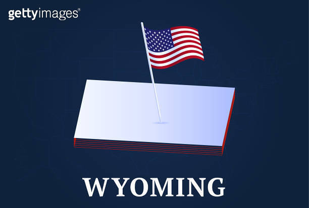 wyoming state Isometric map and USA national flag 3D isometric shape of ...