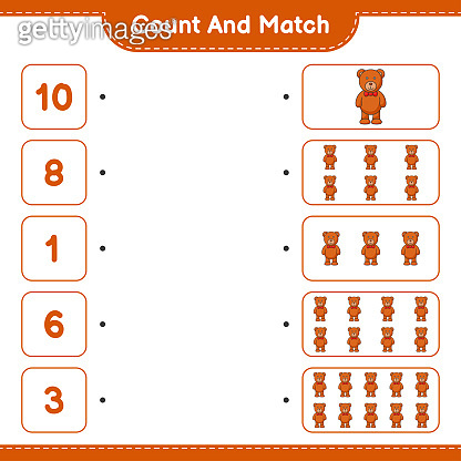 Count and match, count the number of Teddy Bear and match with the ...