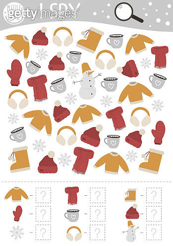Winter I spy game for kids. Searching and counting activity for ...