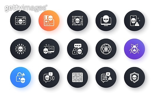Cyber attack icons. Phishing risk, Data ransomware and Binary code outicons. Vector (1401679800 ...