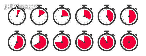 Timekeeper Timer Clock Stopwatch Isolated Icons Set With Different Time Countdown Timer