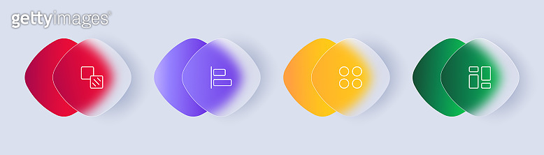 Button menu set icon. Arrows, tiles, apps, shapes, list, checkmark, sorting, align, glass ...