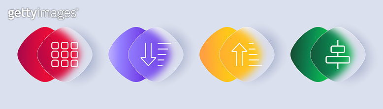 Button menu line icon. Arrows, tiles, align, shapes, list, sorting, charts, circles, sliders ...