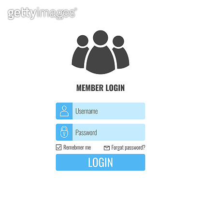 Login form menu with simple line icons. Gradient background. Website element for your web design ...