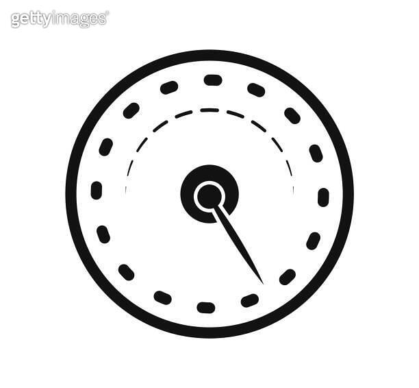 Speedometer icon vector. Scale meter in outline style. Tachometer icon. Speed indicator symbol ...
