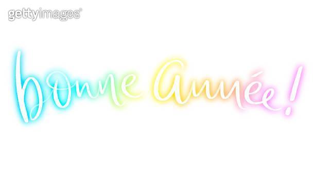 BONNE ANNEE! (HAPPY NEW YEAR! in French) colorful brush calligraphy ...
