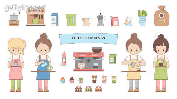 Asian style outline clip art set for coffee shop business - Part time ...