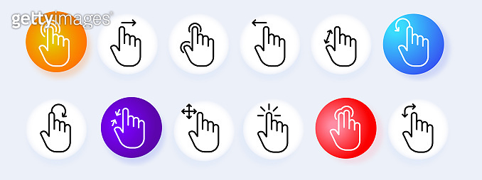 Scrolling set icon. Click, slide, zoom, zoom out, sensor, touchpad, tap, press, touch, panel ...