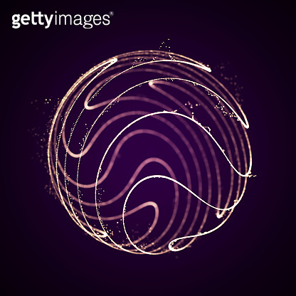 Sphere with twist lines. Spherical waveform. HUD element. Network connection structure. 3D ...