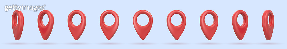 Shiny Red Realistic Map Pointers Vector Set In Various Angles Web Location Point Pointer 3d