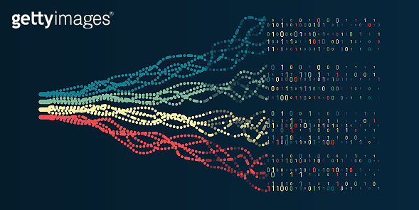 A Dynamic Array Of Information Consisting Of Multi Colored Lines And Waves Data Sorting Process