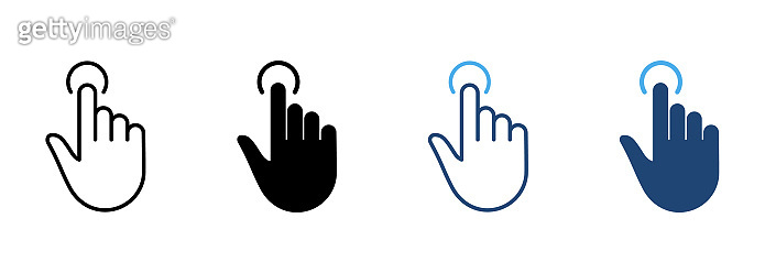 Hand Cursor of Computer Mouse Line and Silhouette Color Icon Set. Pointer Finger Click. Swipe ...