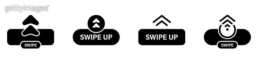 Swipe Up Button for Interface of Social Media App Silhouette Icon. Action Scroll Pictogram ...