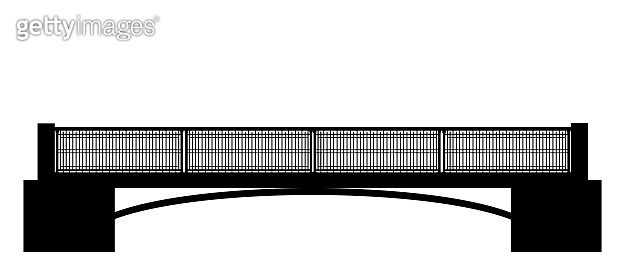 Classical Bridge Silhouette Transport Road Construction Isolated On