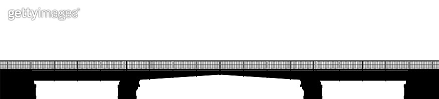 Automotive Bridge Silhouette Transport Road Construction Isolated On