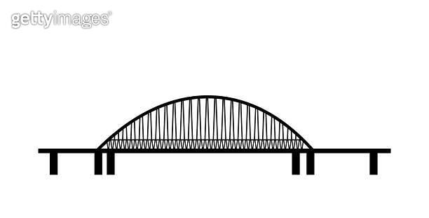 Arch Bridge Silhouette Transport Road Construction Isolated On White