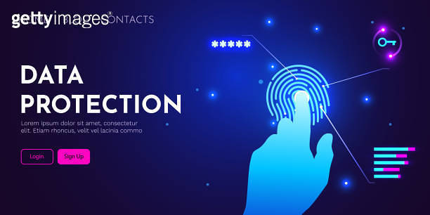 Hand Touch Fingerprint Scanner Biometrics Identify Authorization Data Protection And Security