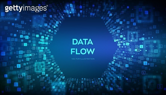 Data Flow Binary Data Flow Tunnel Virtual Tunnel Warp Coding Programming Or Hacking Concept