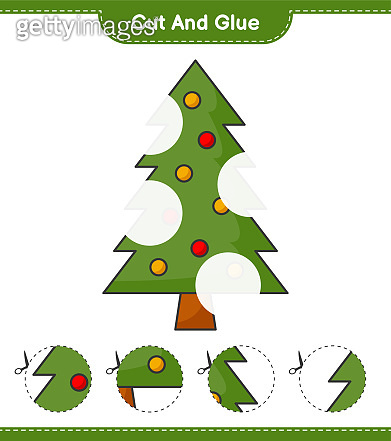 Cut and glue, cut parts of Christmas Tree and glue them. Educational ...