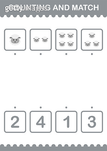 Counting and match Sheep face. Worksheet for kids (1396959983) 일러스트, 무료 ...