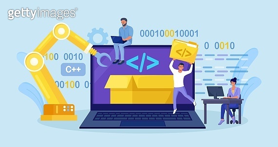 Developers Creating Software Script At Computer With Open Robotic Soft Open Automation