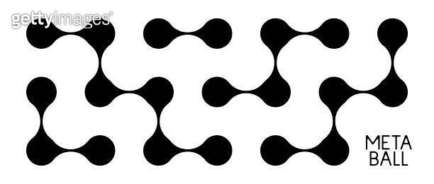 Black Metaballs Set Liquid Connected Dots Morph Blobs Pattern