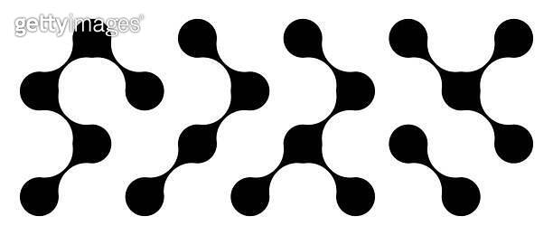 Black Meta Balls Set Diagonal Connected Morph Dots Liquid Blobs