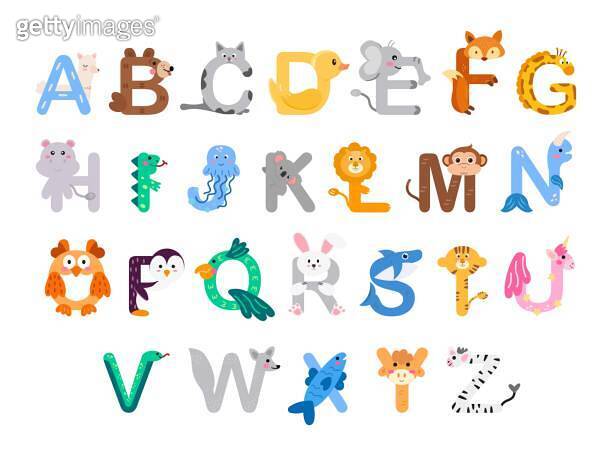 Zoo alphabet. Animal alphabet. Letters from A to Z. Cartoon cute ...
