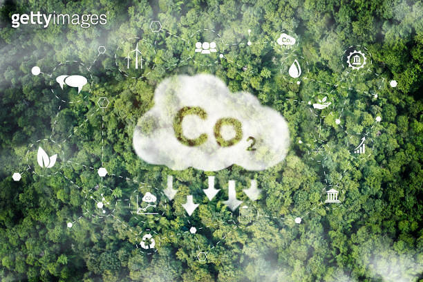 CO2 white fog, Concept depicting the issue of carbon dioxide emissions ...