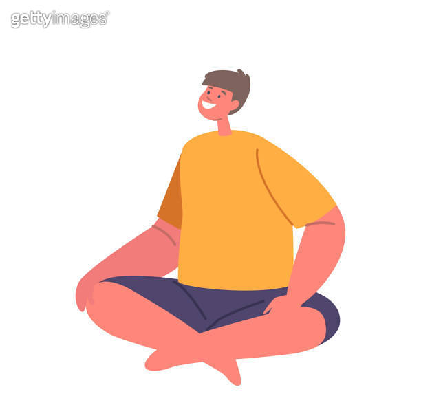 Joyful Child Boy Character Sitting On Floor With Radiant Smile, Exuding Happiness And Innocence ...