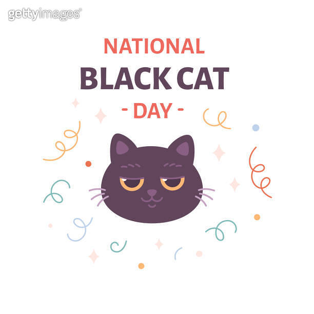 National Black Cat Day. Cute cat. Celebration, holiday, domestic cat ...