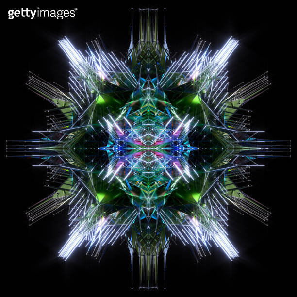3d render of abstract art with surreal alien cyber fractal symmetry ...