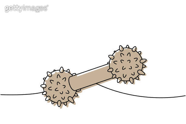 Dog tug, dog chew toy one line colored continuous drawing. Animals ...