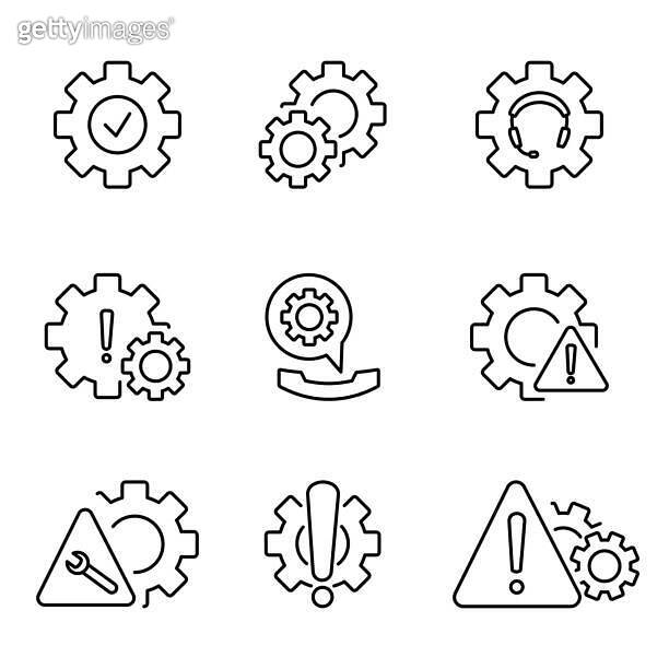 Technical Warning Set Icon Program Settings Issue Device Configuration Problem Editable