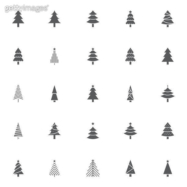 Christmas tree glyph icons set. linear style symbols collection, glypg ...