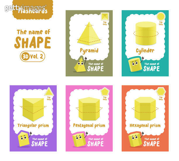 Flashcards (3D Shape Vol.2), Cards for children to learn the names of ...