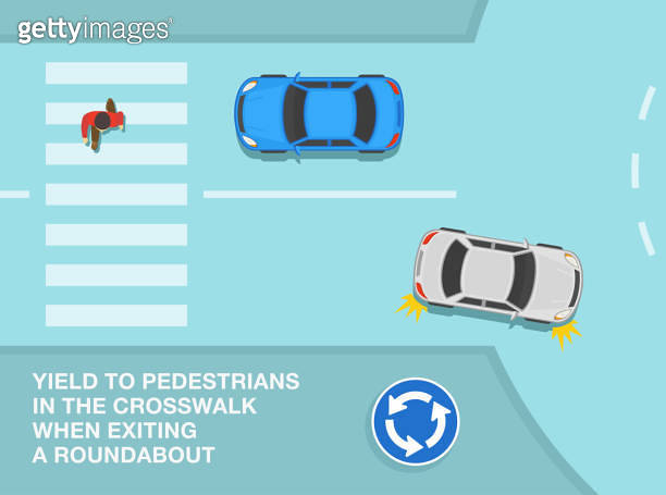 Safe driving tips and traffic regulation rules. Priority inside the roundabout. Yield to ...