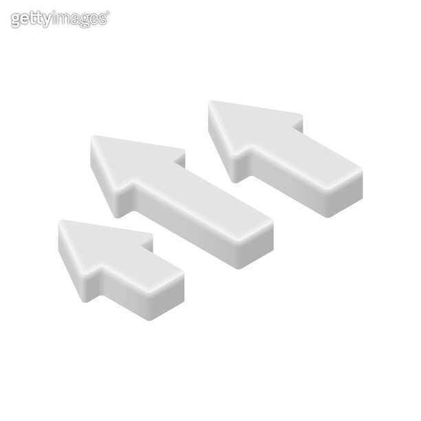 3D graph arrows icon. Vector isometric data visualization element. 3 arrows isolated on white ...