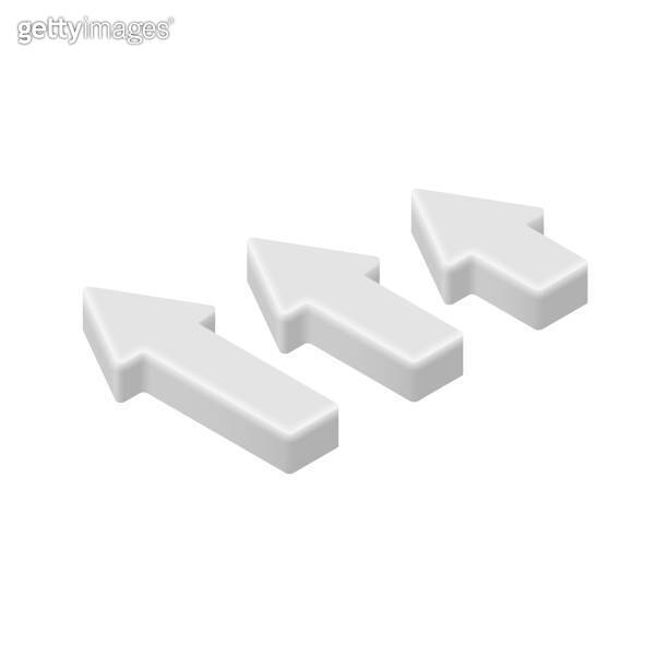 3D graph arrows icon. Vector isometric chart, data visualization element. 3 arrows isolated on ...