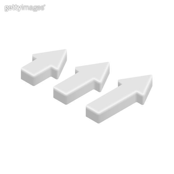3D graph arrows icon. Vector isometric chart, data visualization element. 3 arrows isolated on ...