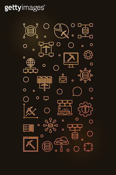 Data Mining Vertical Golden Outline Banner Database Analytics Concept Illustration 1742149035