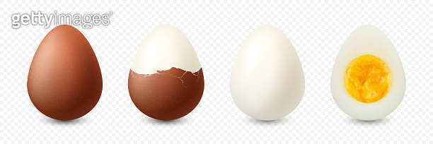 Vector 3d Realistic Brown Chicken Eggs. Textured Whole, Cracked Broken, Peeled Boiled Chicken ...