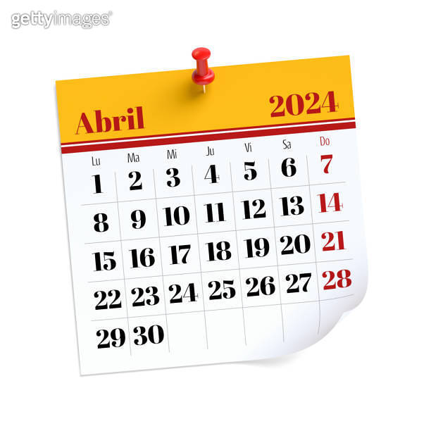 April Calendar 2024 in Spanish Language. Isolated on White Background ...