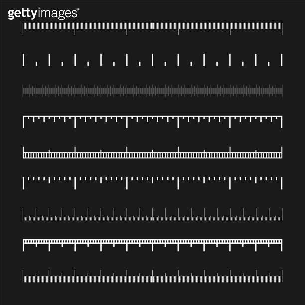 Various measurement scales with divisions. Realistic white scale for ...