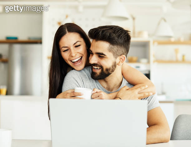 Laptop Woman Man Couple Computer Indoor Technology Young Together